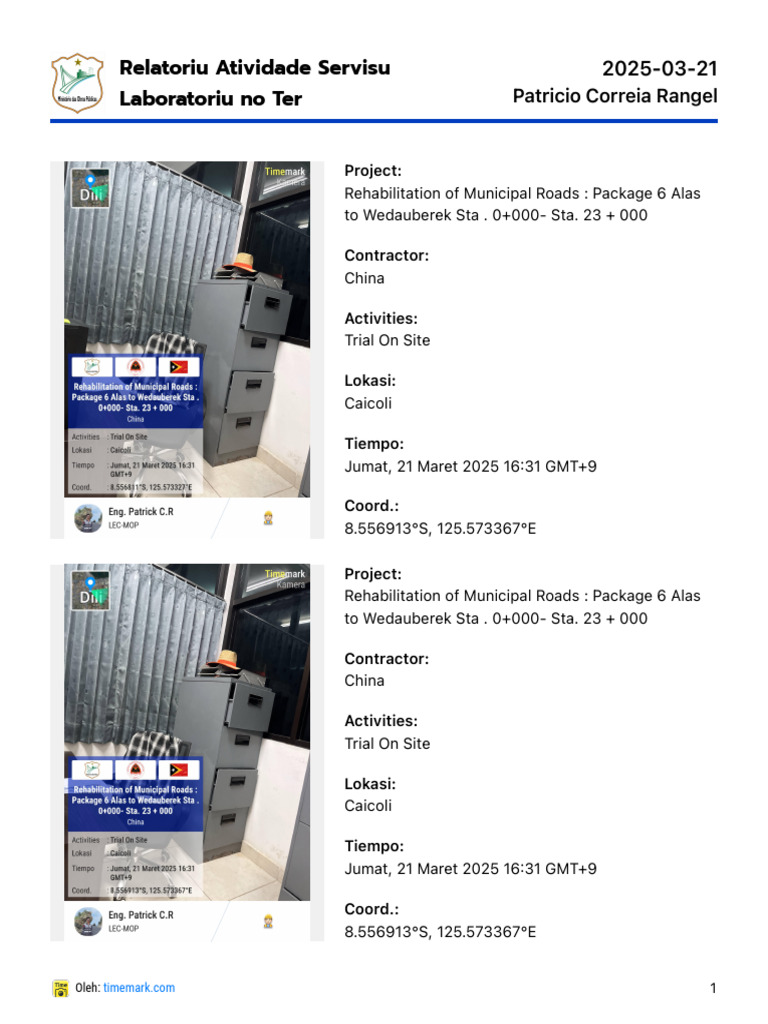Relatoriu Atividade Servisu Laboratoriu no Ter_03-21-2025_Patricio Correia Rangel | PDF