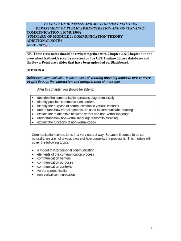 Module 1 - Communication Theory Additional Notes | PDF | Communication ...