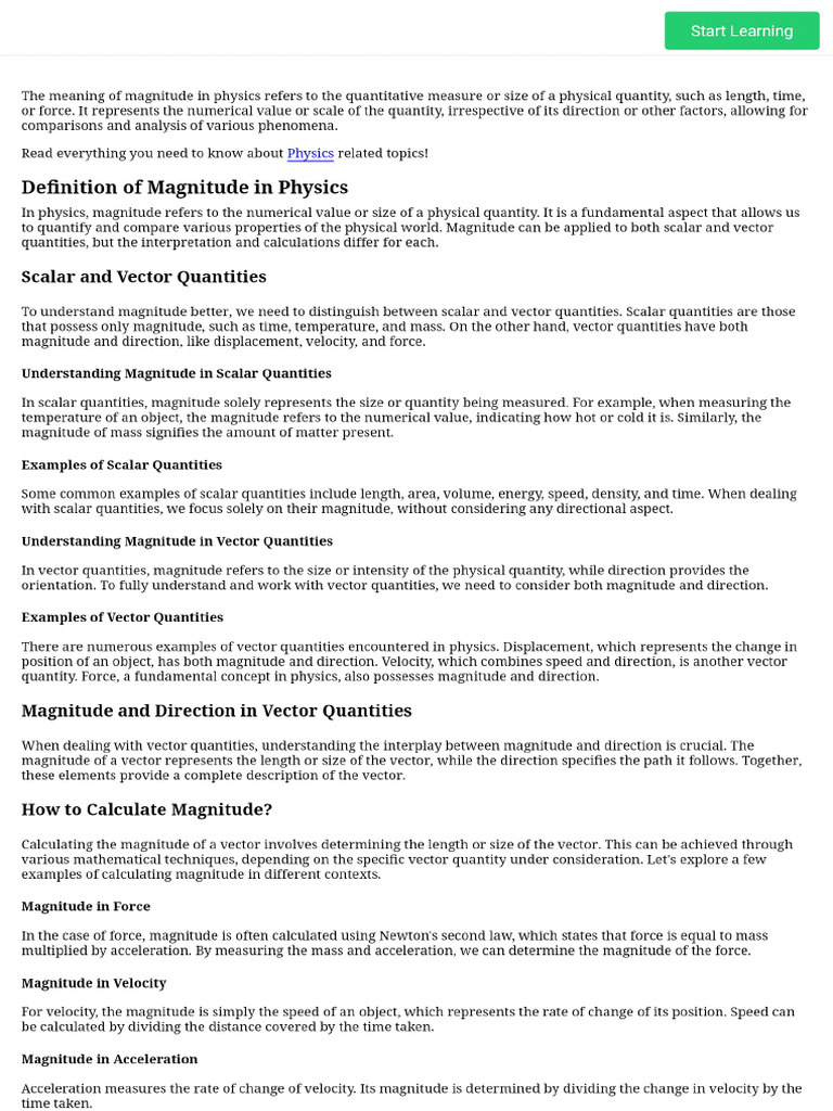 What is the Meaning of Magnitude in Physics_ Detailed Explanation | PDF