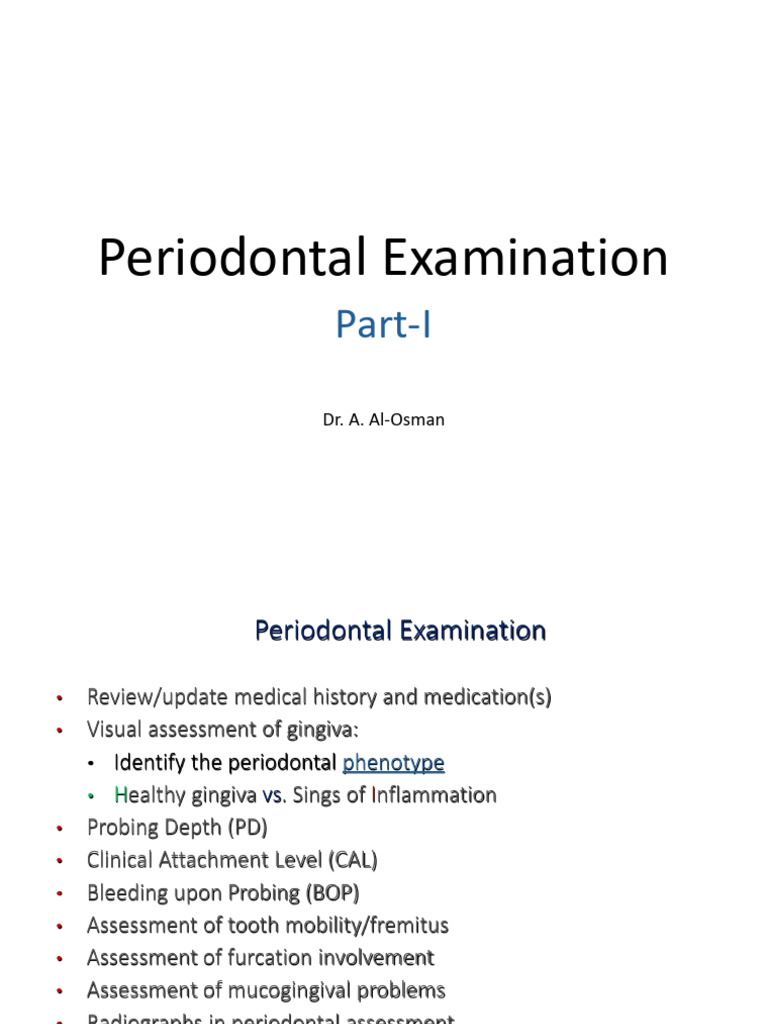 Comprehensive Periodontal Examination Guide | PDF | Periodontology ...