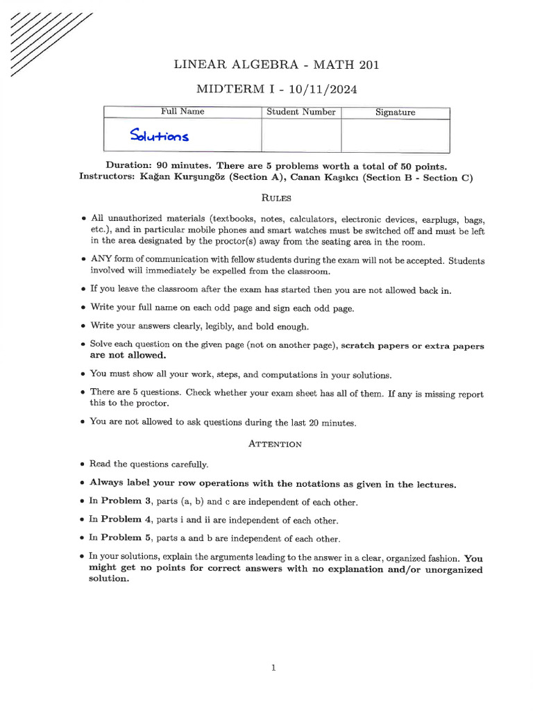 Solution - Midterm I | PDF