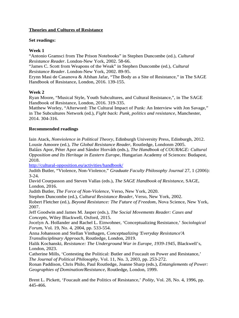 Theories of Cultural Resistance | PDF