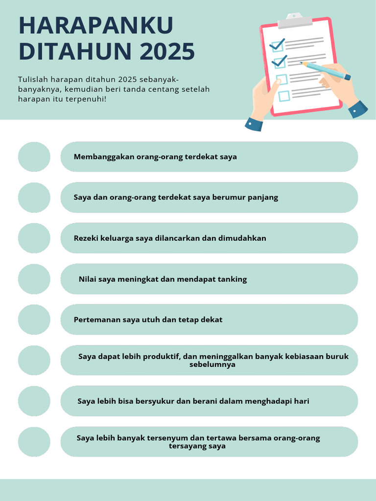 Lembar Menulis Harapan Ditahun 2025 Sederhana Daftar Harapan ...