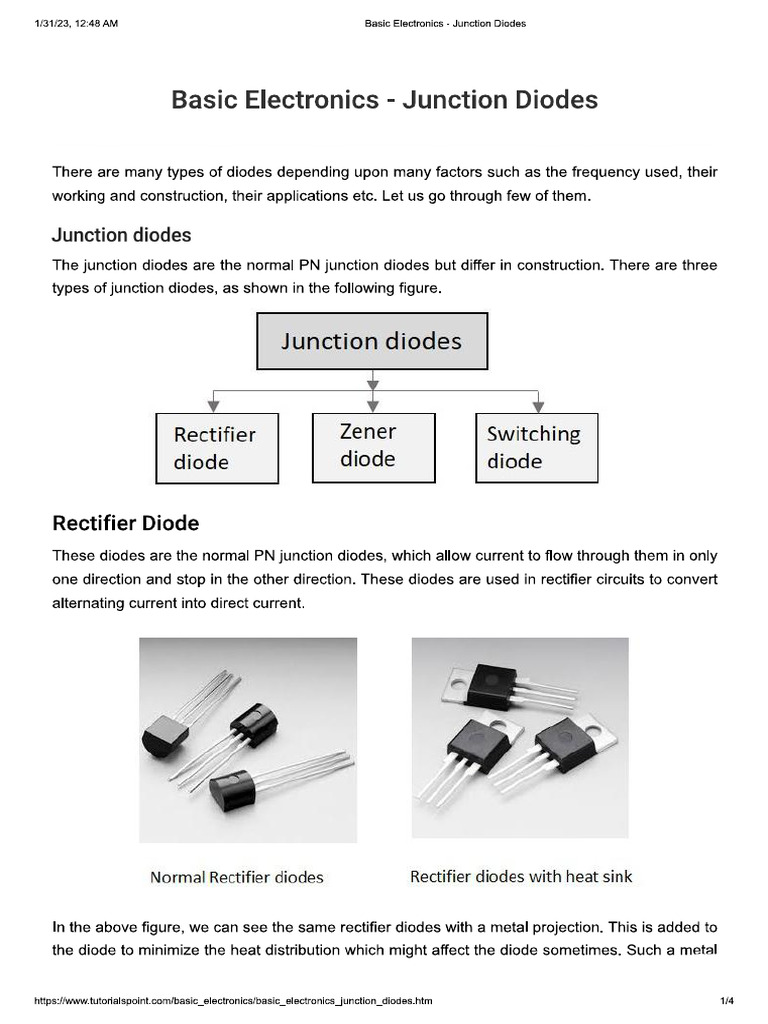 Basic Electronics - Junction Diodes | PDF
