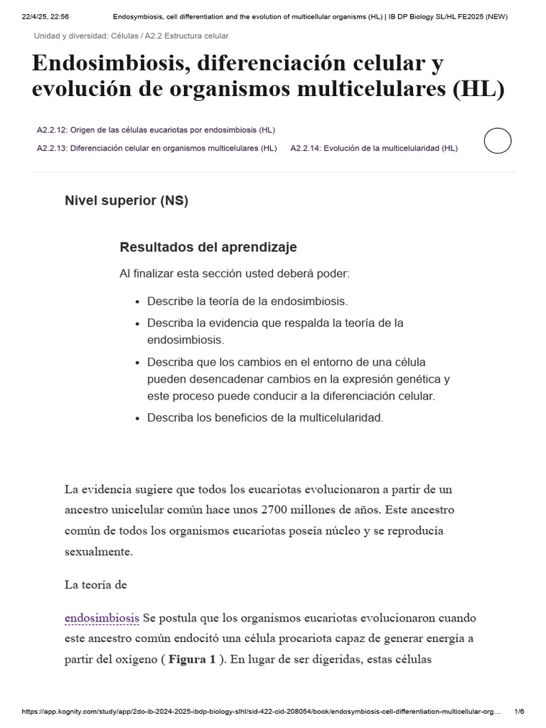Endosymbiosis, Cell Differentiation and The Evolution of Multicellular Organisms (HL) - IB DP ...