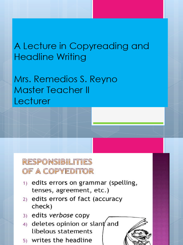 A Lecture in Copyreading and Headline Writing - PPTX 2018 | PDF | Typefaces | Letter Case