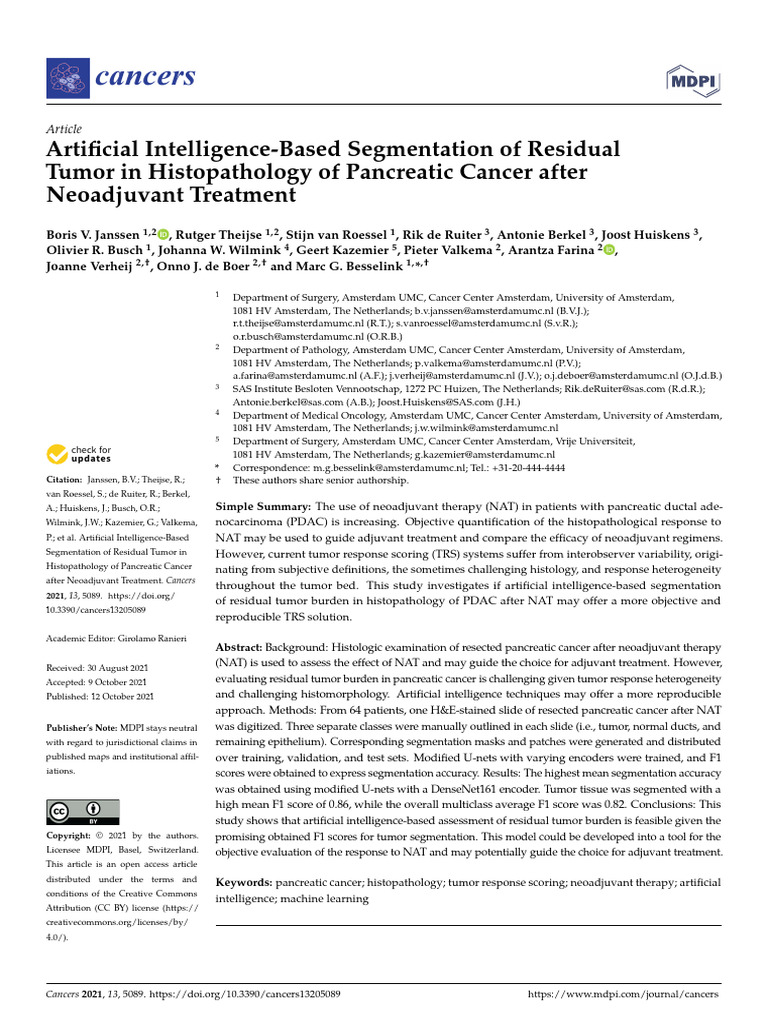 AI Segmentation of Pancreatic Tumors Post-Treatment | PDF | Pancreatic ...