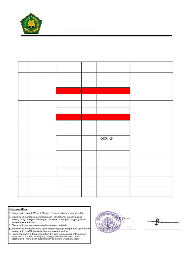 Jadwal Ujian UMBK 2024-2025 | PDF