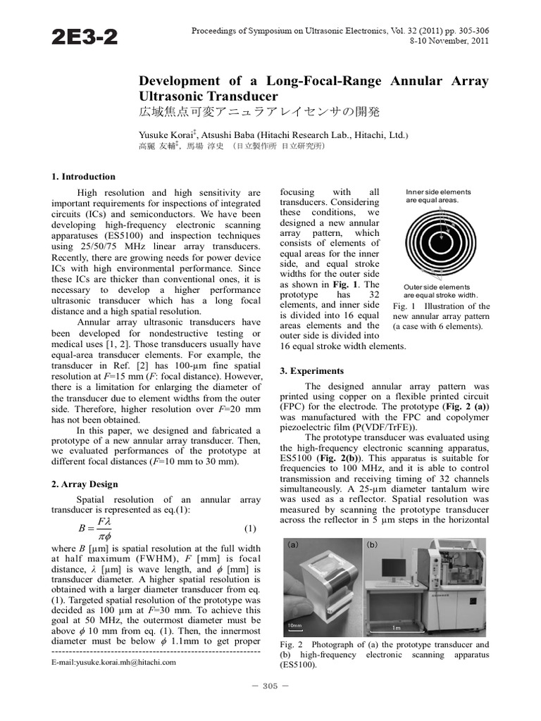 Development of A Long-Focal-Range Annular Array | PDF | Angular Resolution | Decibel
