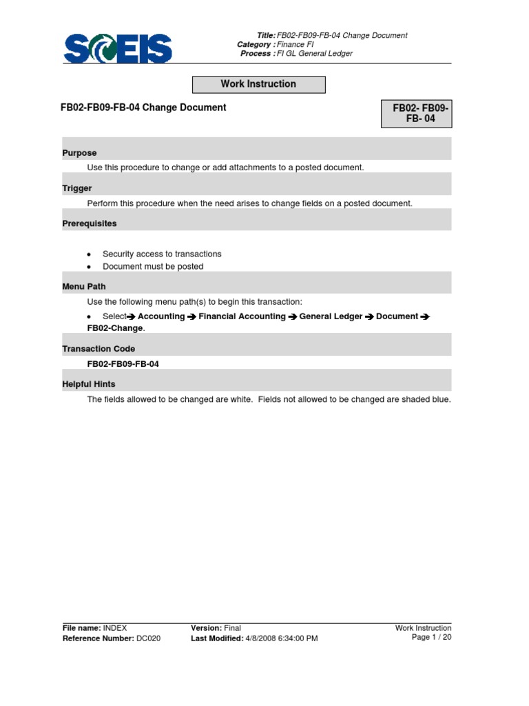 SAP FB04 Display Change Document | PDF | Computer File | Software