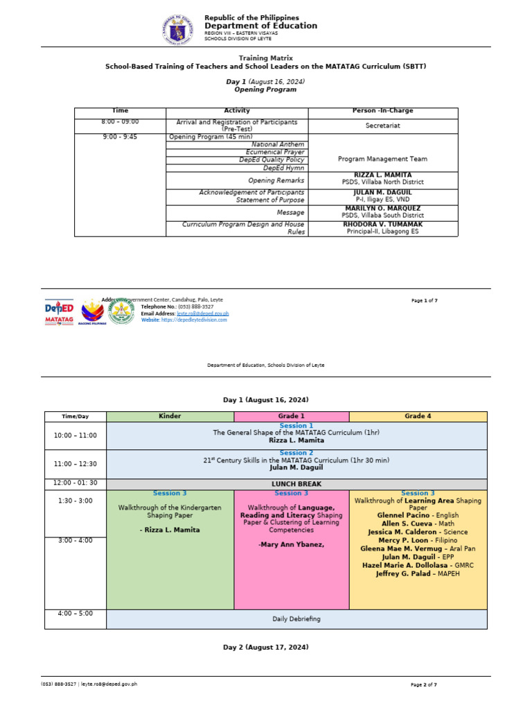 SBBT Cluster 21 Training Matrix | PDF | Teaching | Behavior Modification
