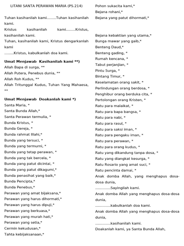 Litani Santa Perawan Maria | PDF