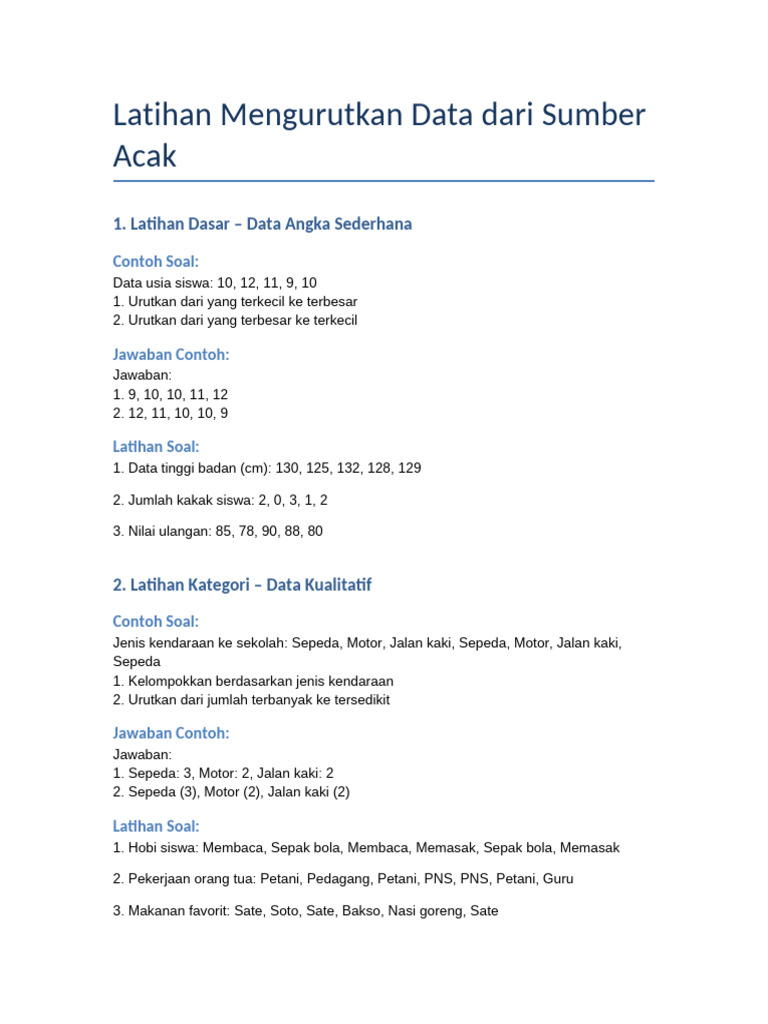 Latihan Mengurutkan Data | PDF