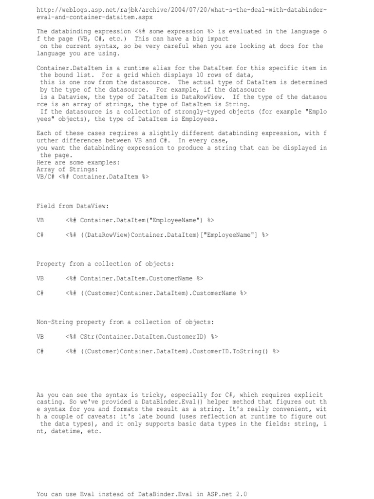 Container Dataitem | PDF | C (Programming Language) | C Sharp (Programming Language)