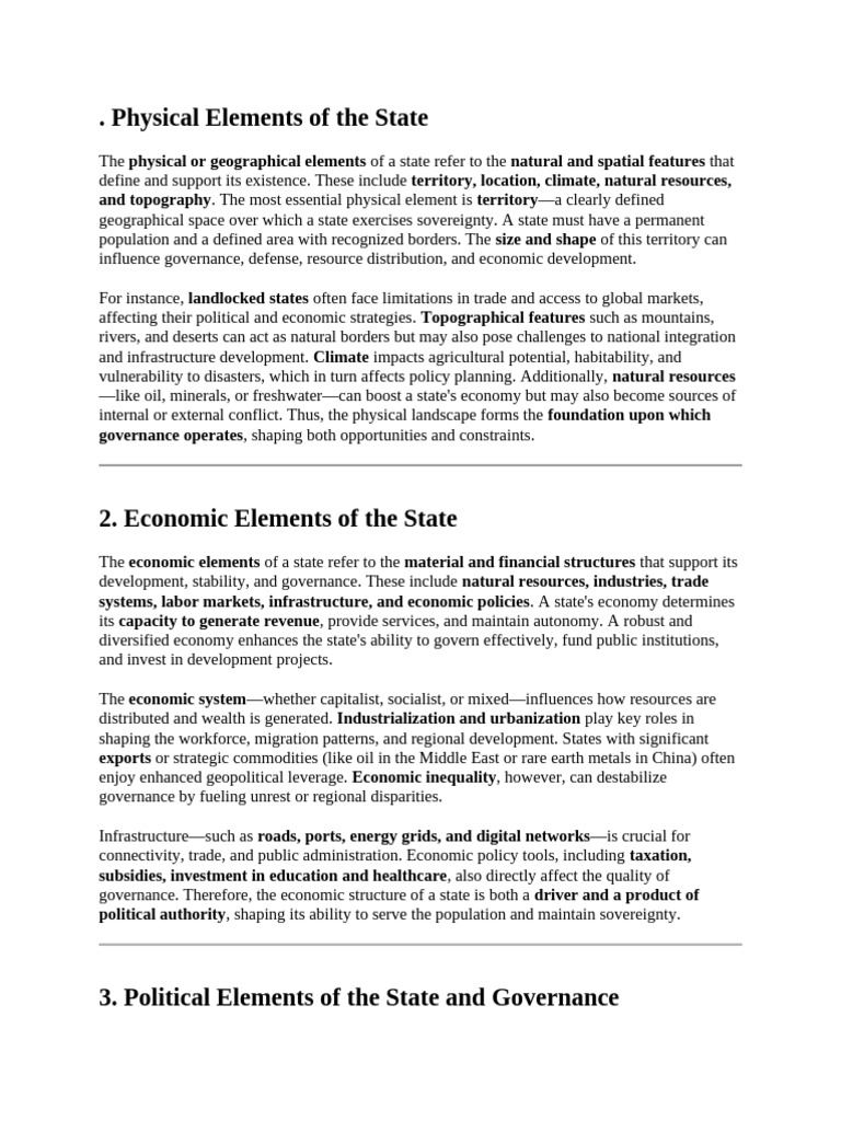 Physical Elements of The State | PDF | State (Polity) | Governance