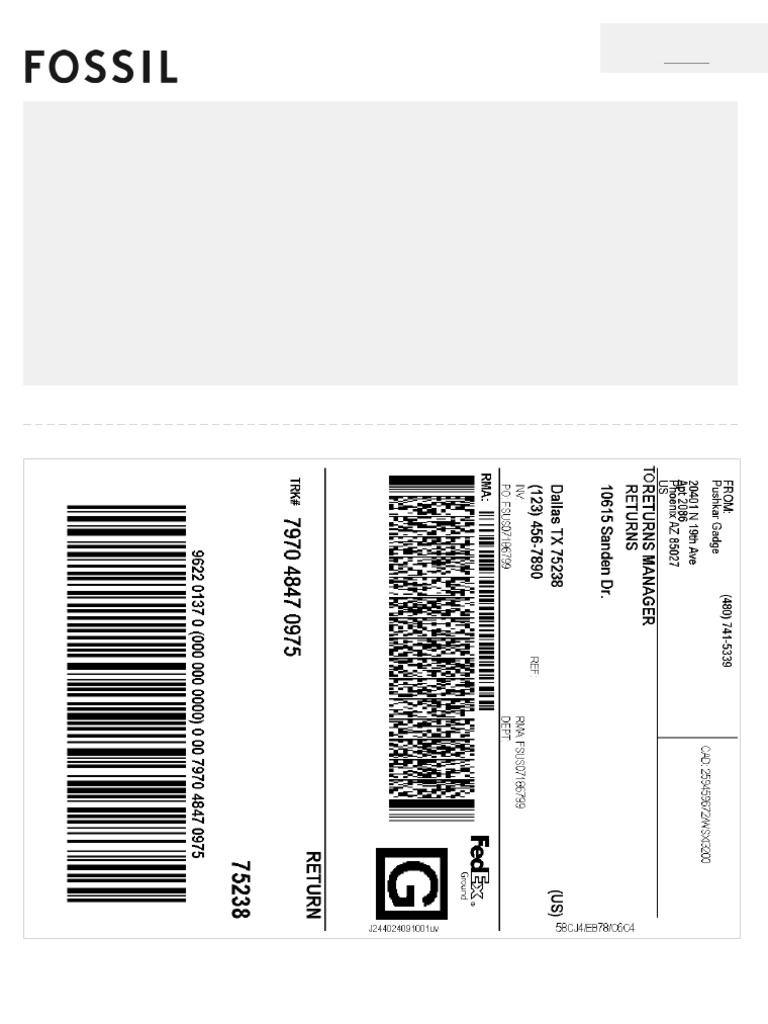 Fossil Label 797048470975 | PDF