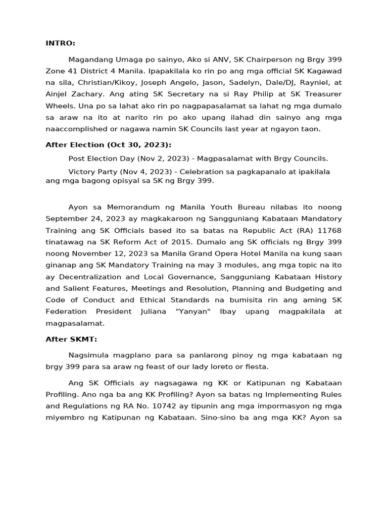 Final Script Brgy Assembly | PDF