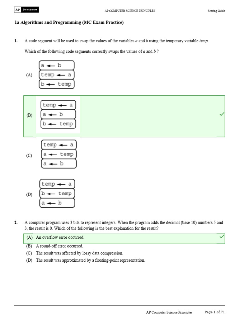 Eu5jhBEdtieGuhGmuWiW7N-1a Algorithms and Programming - MC Exam Practice - ANSWERS | PDF ...