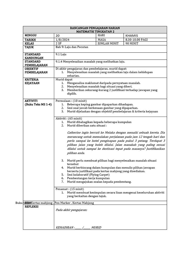 rph lesson study Laju & Pecutan (1) | PDF