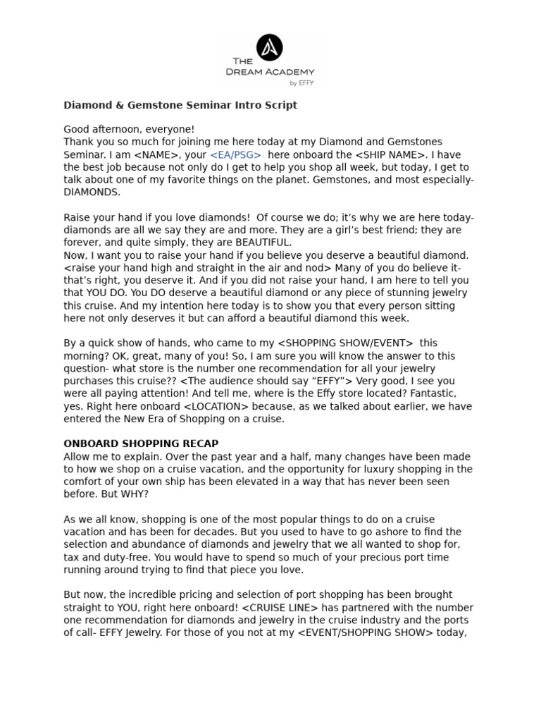2025 Diamond & Gemstone Seminar Intro Script | PDF | Diamond | Gemstone