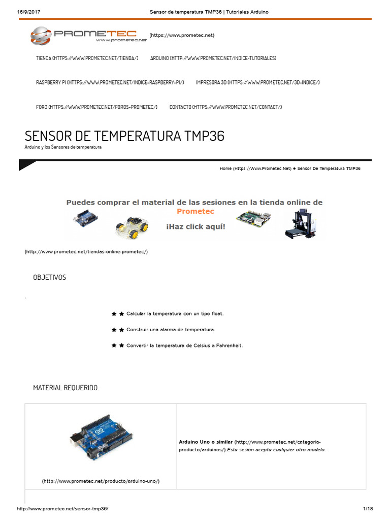 15 Sensor de Temperatura TMP36 | PDF | Sensor | C
