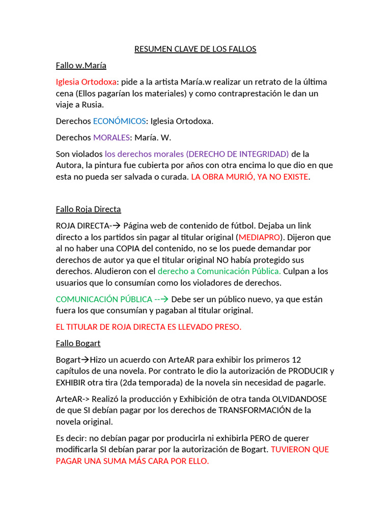 Resumen Clave de Los Fallos | PDF