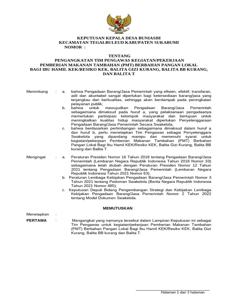 SK Pengawasan Buniasih PMT 2025 | PDF