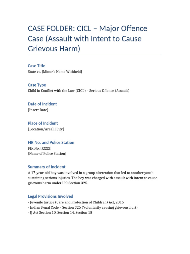 CICL Case Folder Major Offence | PDF