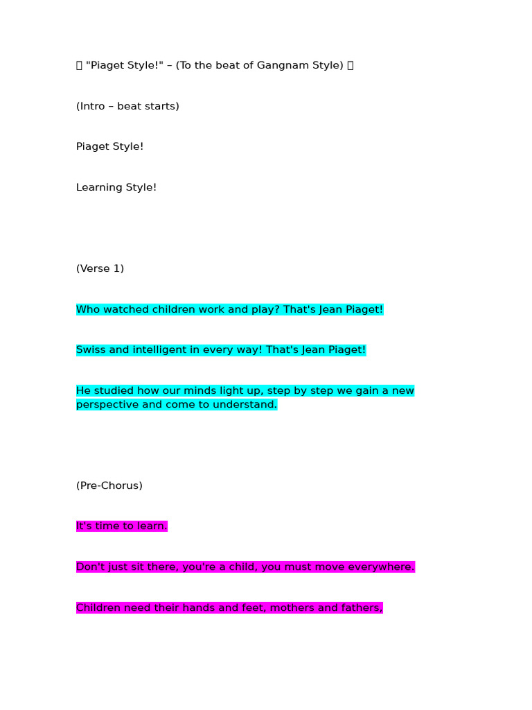 Piaget Style: Learning Through Play | PDF