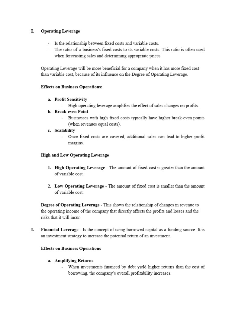 Operating, Financial, and Combined Leverage | PDF | Leverage (Finance) | Debt