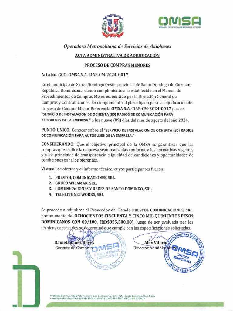 Acta de Adjudicacion | PDF
