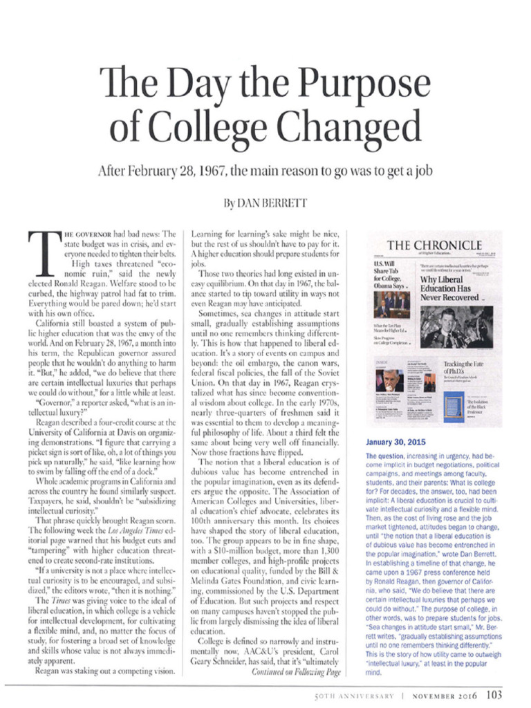 The Day The Purpose of College | PDF