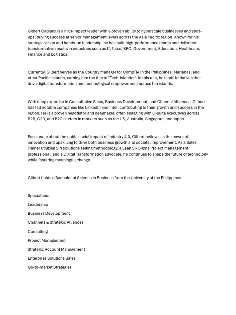 CV of Gilbert Cadiang | PDF