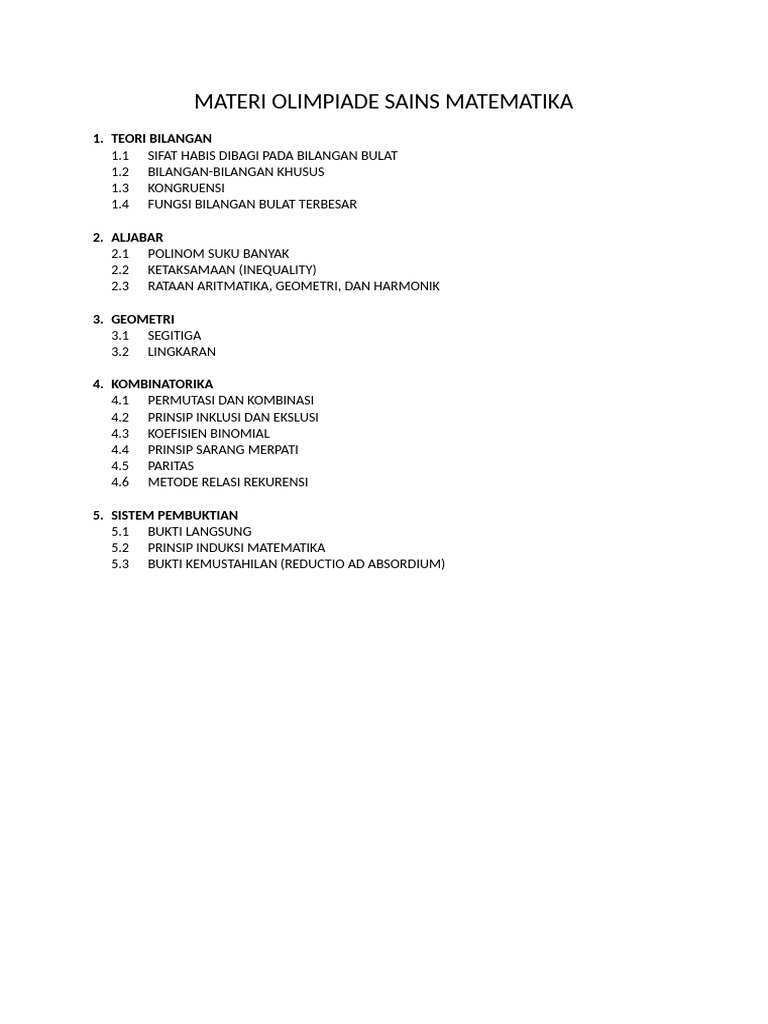 Materi Olimpiade Sains Matematika | PDF