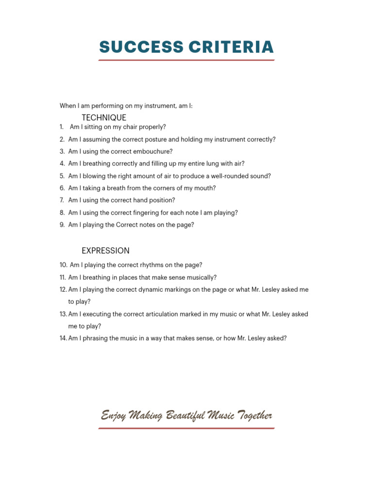 Music Success Criteria | PDF