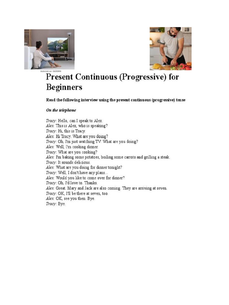 Dialogue With Present Simple and Continuo | PDF