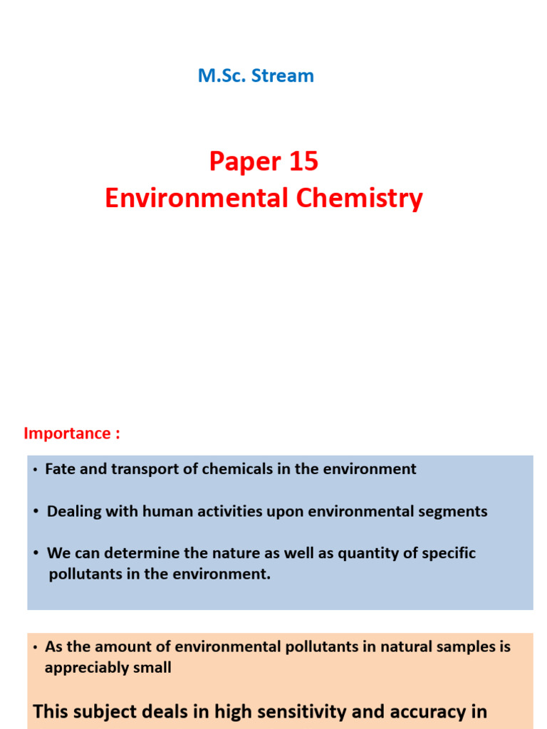 Environmental chemistry | PDF | Water Quality | Environmental Monitoring