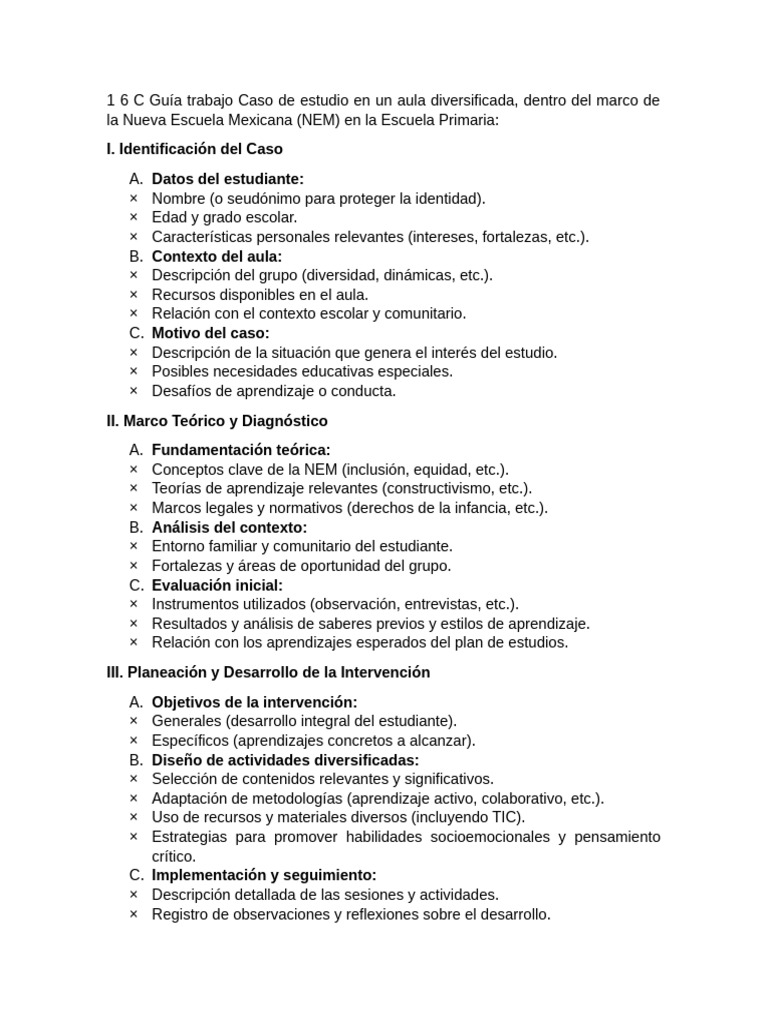 1 6 C Guía trabajo Caso de estudio en un aula diversificada | PDF | Evaluación | Aprendizaje