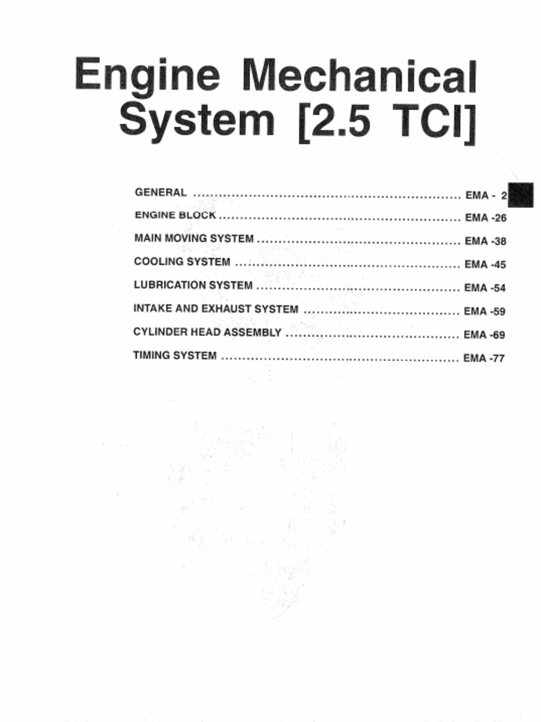 Hyundai Starex H1 2000-2007 Engine Mechanical System (2.5 TCI) | PDF
