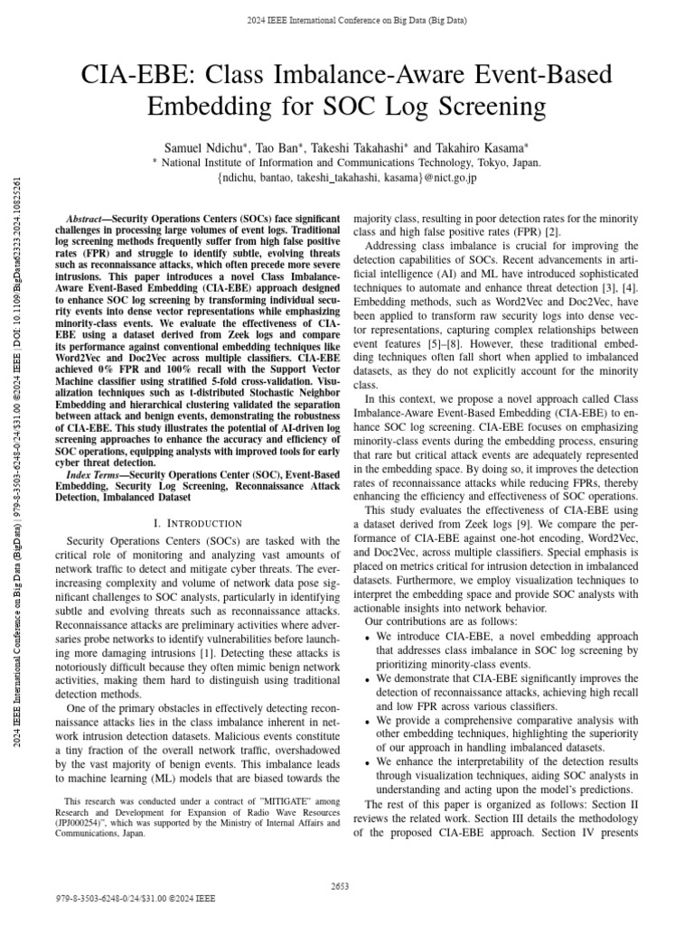 E2.3 - CIA-EBE Class Imbalance-Aware Event-Based Embedding For SOC Log ...