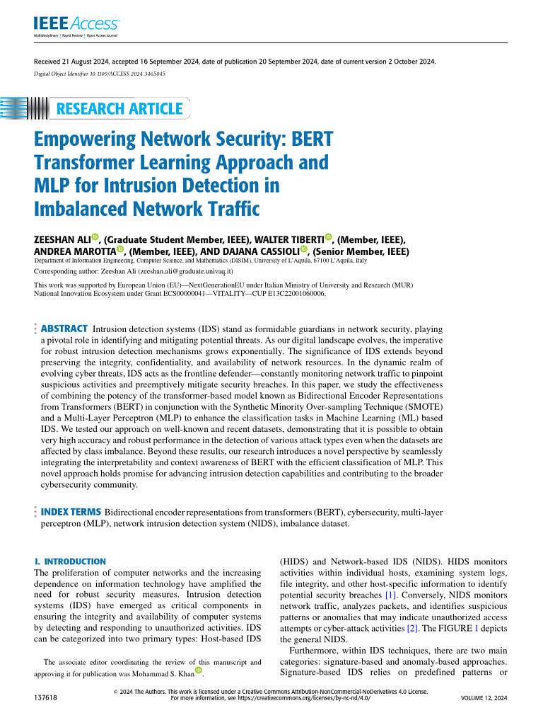 E2.1 - Empowering Network Security BERT Transformer Learning Approach ...