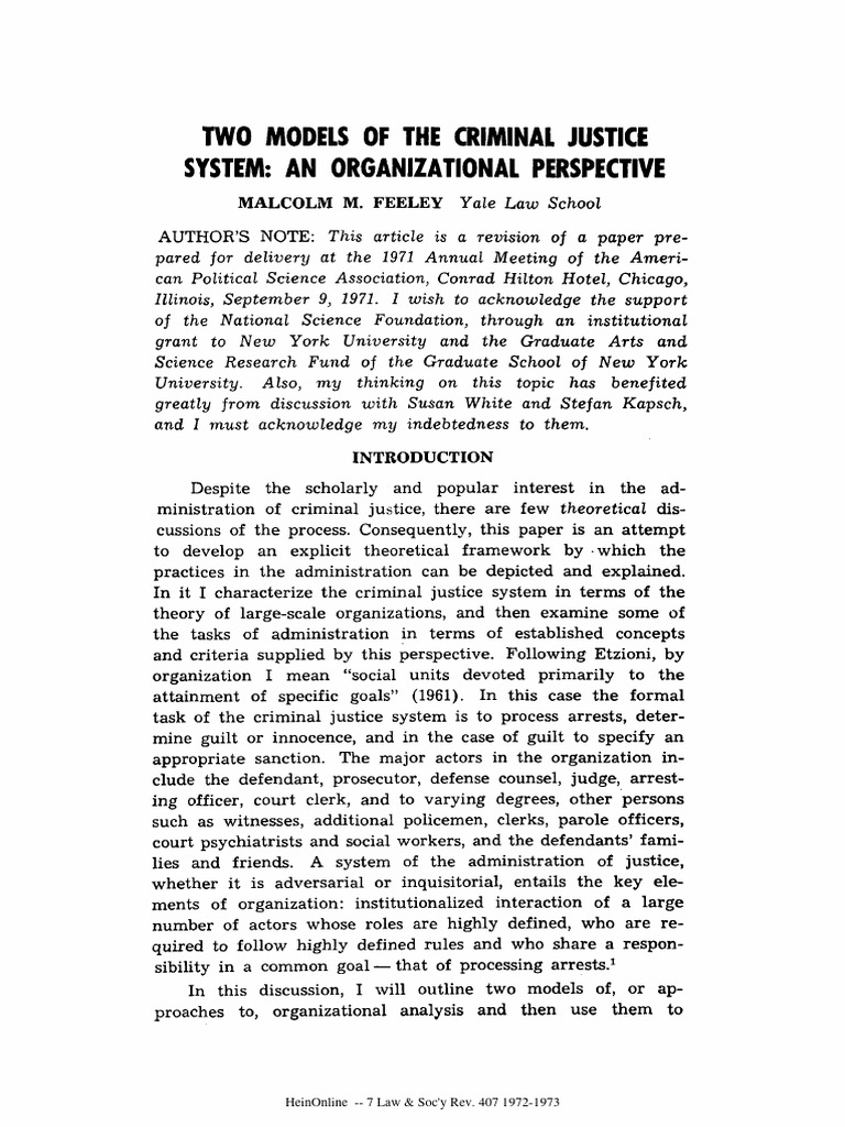 Two Models of The Criminal Justice Syste | PDF | Rationality | System