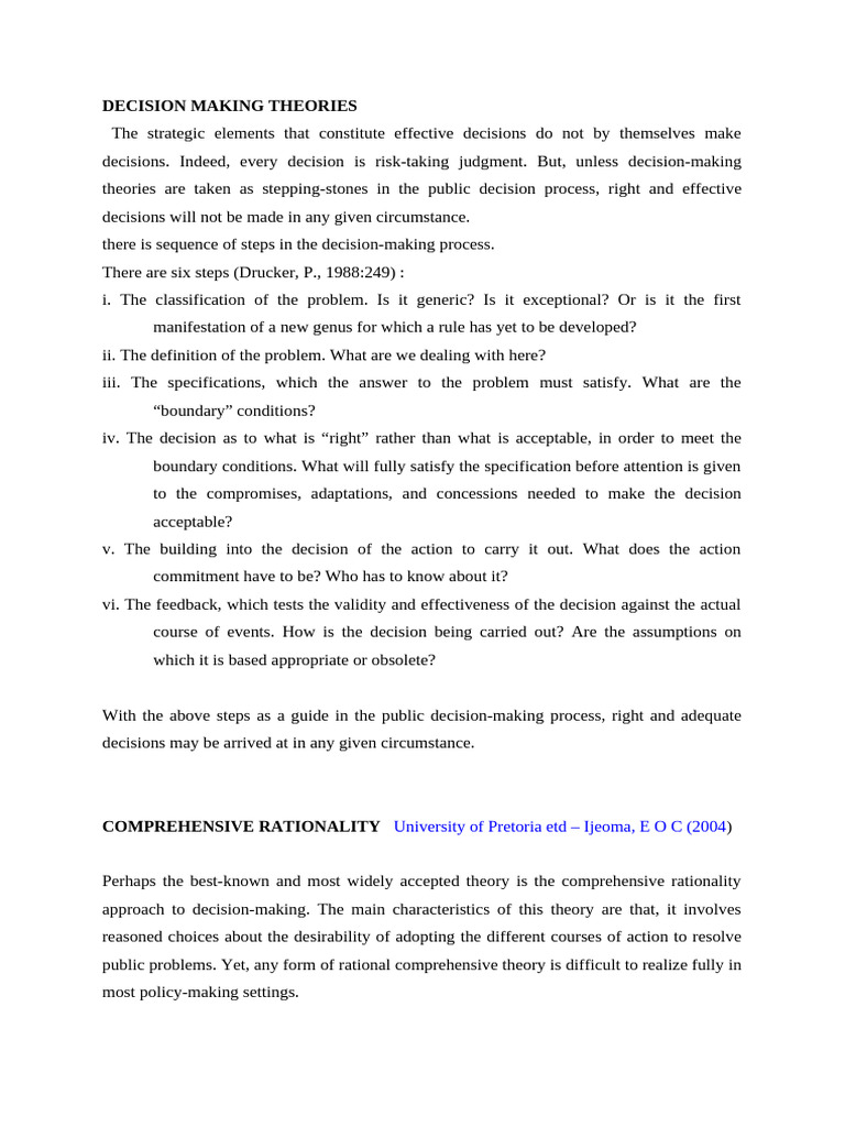 Decision Making Theories | PDF | Rationality | Decision Making