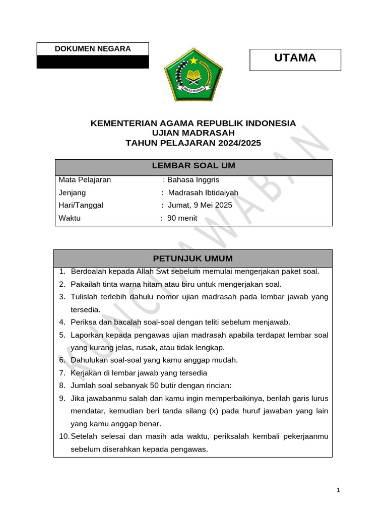 Soal Am Bahasa Inggris Kelas 6 Tahun 2025 Pdf Lunch Meal