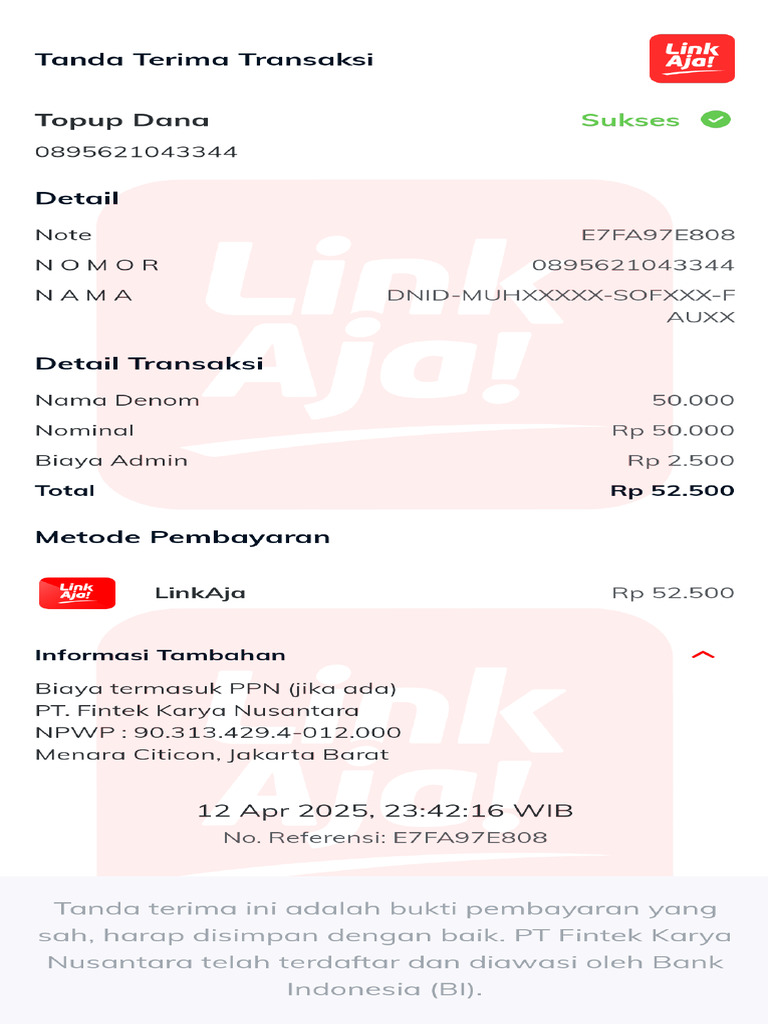 LinkAja RECEIPT 20250412 234312 20250412 234312 | PDF
