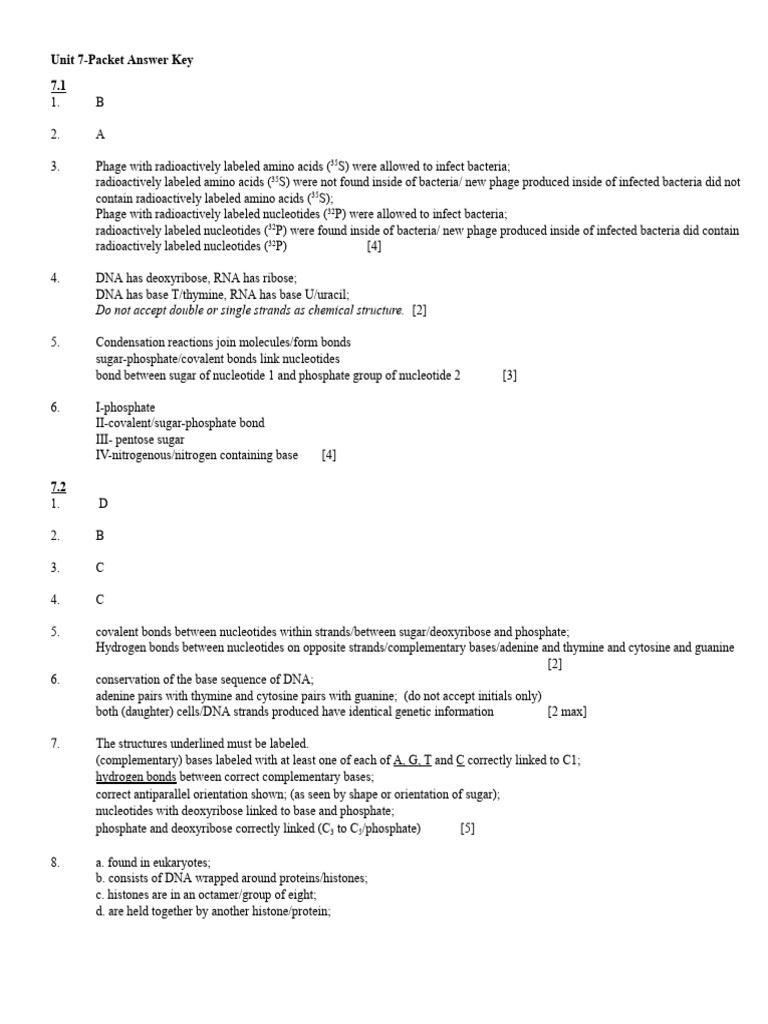 Unit 7 Student Packet Answer Key | PDF | Primer (Molecular Biology) | Dna Replication