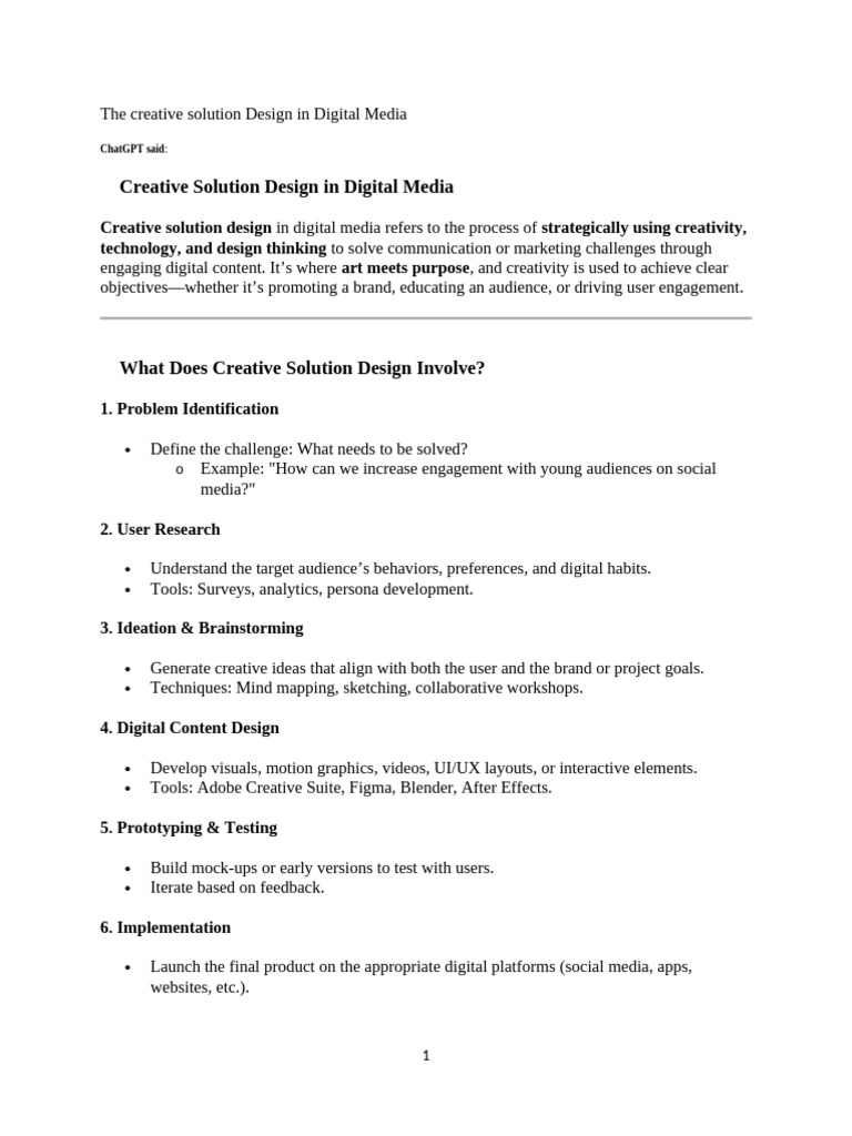 Creative Solution Design | PDF | Communication | Innovation