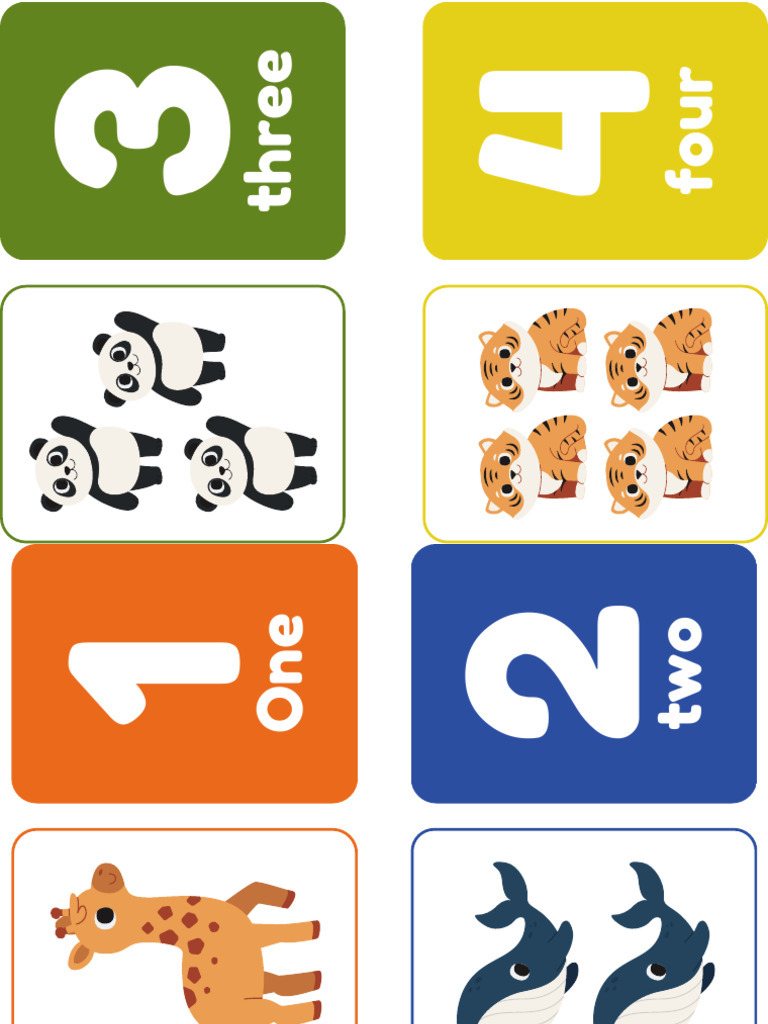 Copia de Tarjetas Educativas Memoria de Números y Animales Ilustrado ...