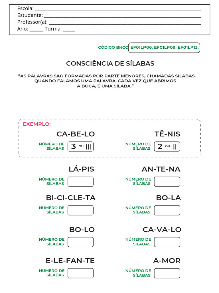 Consciência de sílabas silábico | PDF
