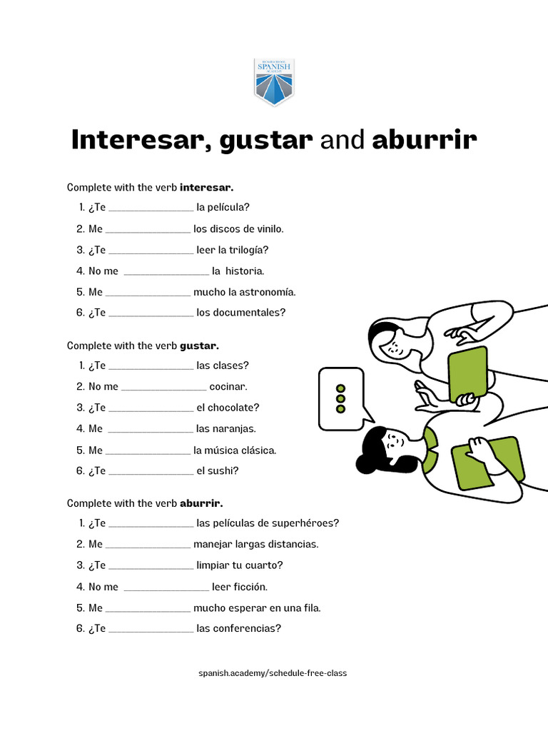 Gustar Verbs Lin Spanish Worksheet | PDF